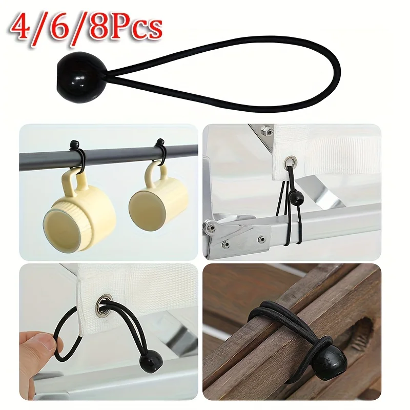 4/6/8Pcs Storage Elastic Ball Rope Storage Elastic Rope Plastic Ball ...