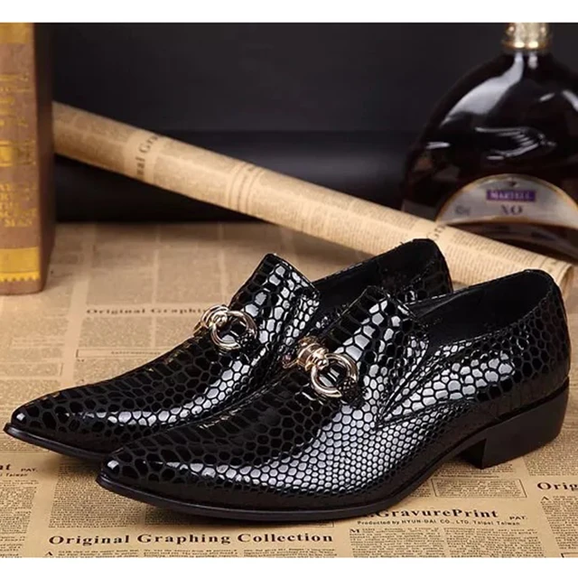 Men Shoes Luxury Brand Snake Skin Pointed Toe Dress Alligator 46 Prom ...