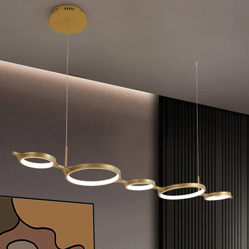 Ring Led Chandelier Lighting Golden Nordic Designer Modern Dining ...