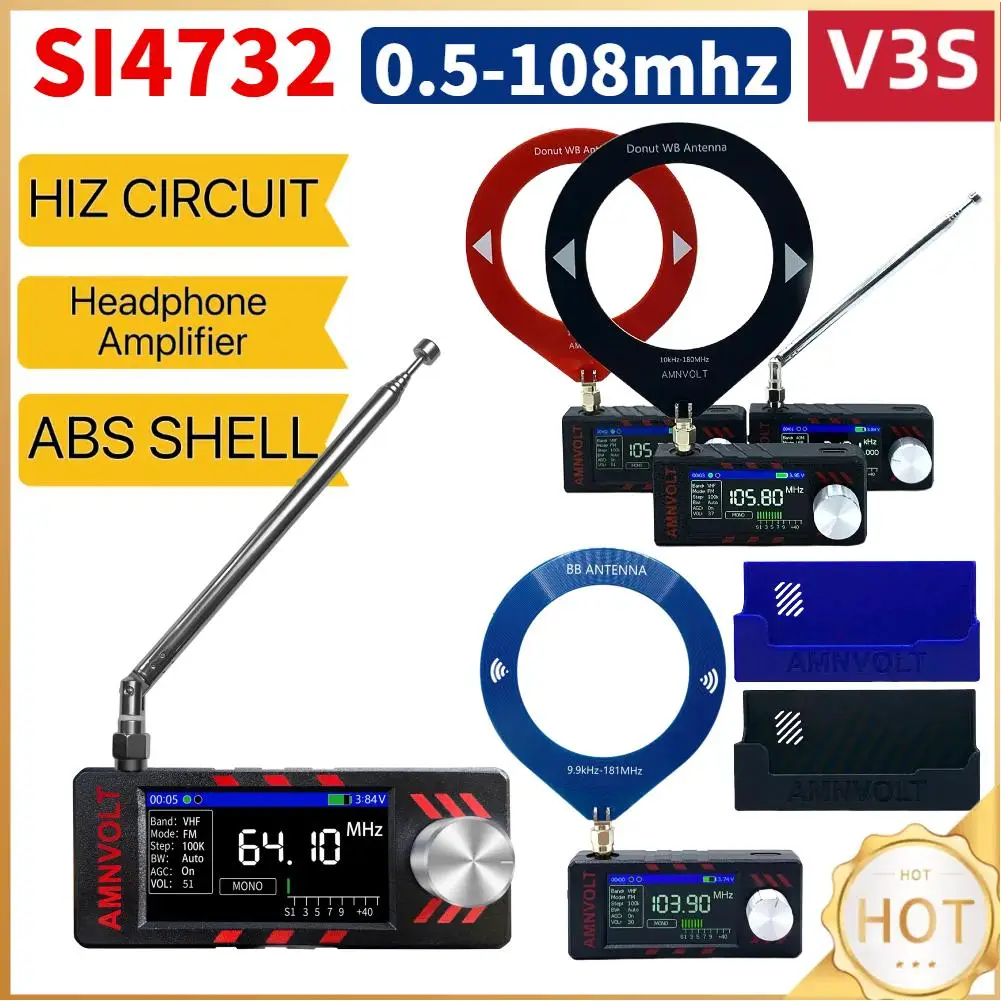 Upgraded V3S AMNVOLT Mini SI4732 DSP Radio Receiver FM AM SSB LSB USB ...