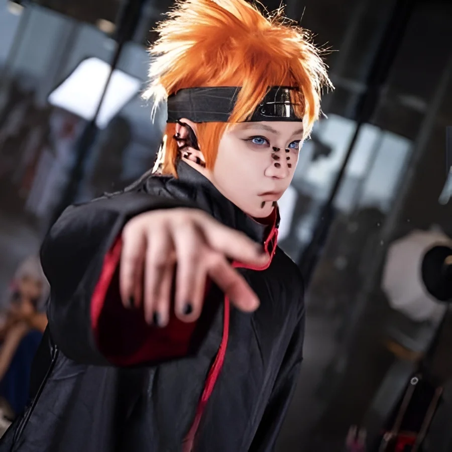Akatsuki-Six-Paths-Pain-Cosplay-Costume-Headwear-Prop-Wig-Orange-Short ...