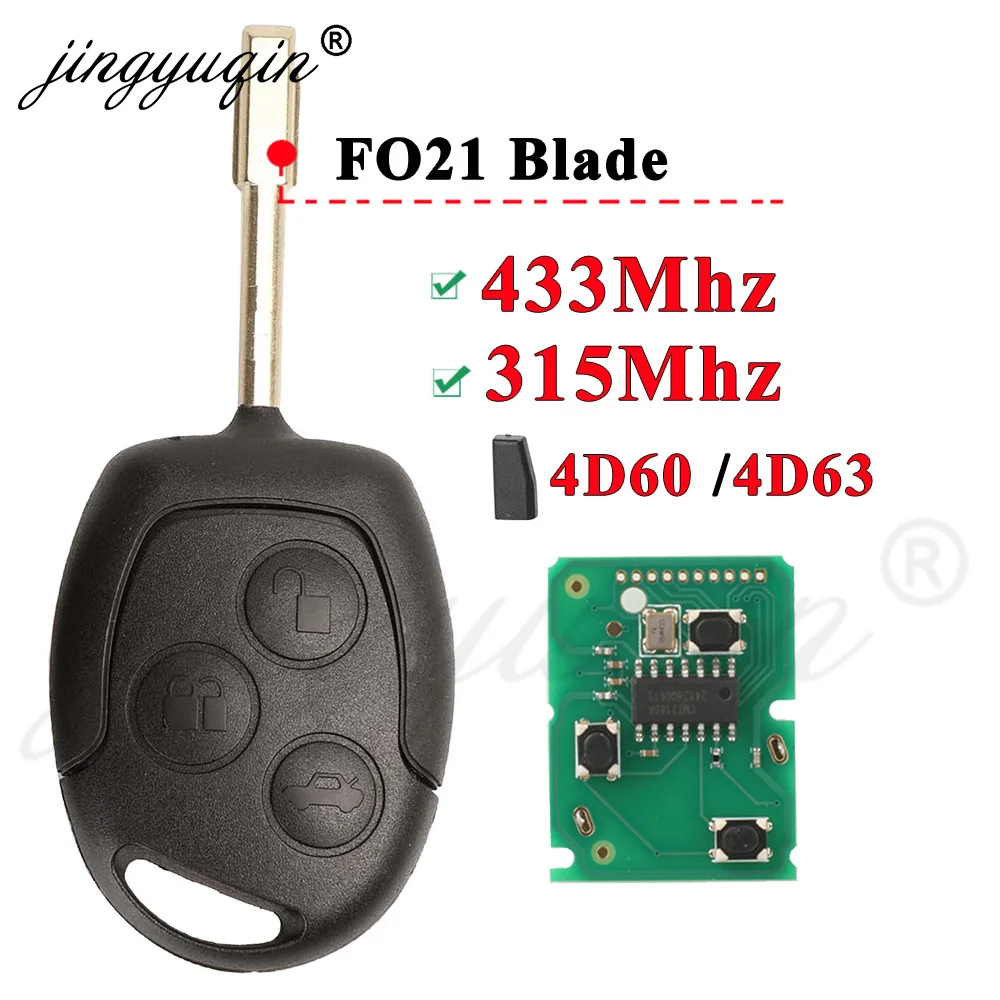 jingyuqin 3 Buttons Remote Key Fob 315Mhz 433MHz 4D60 ID63 Chip For ...