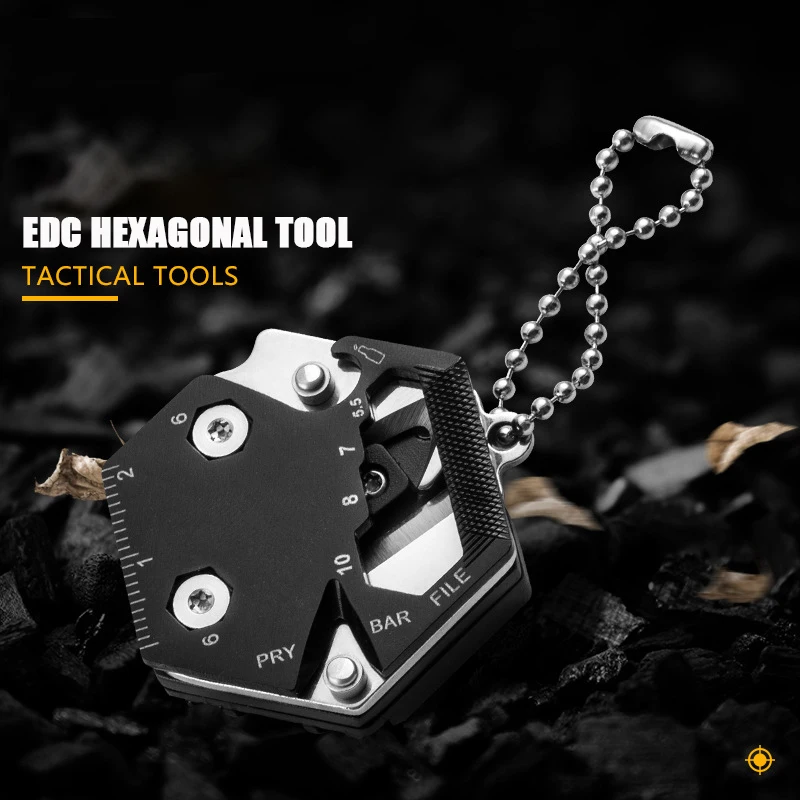 Keychain-Screwdriver-Multifunctional-Hexagon-Coin-Outdoor-EDC-Survival ...