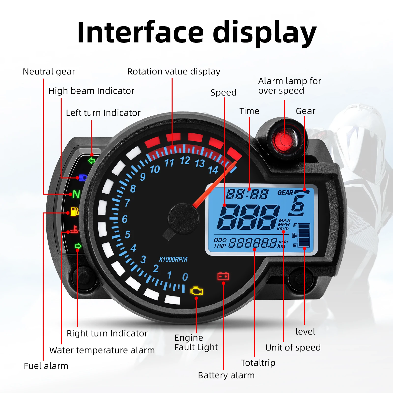 2024-LED-Tachometer-Dashboard-for-Motor-Universal-Motorcycle-Digital ...