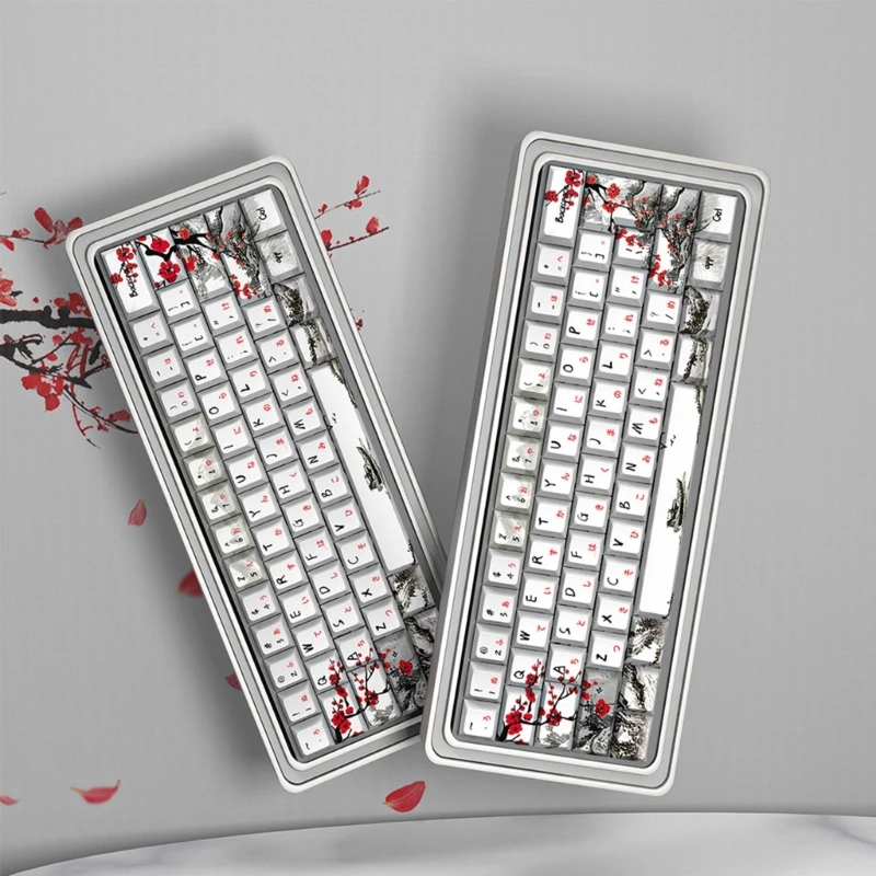 German French Spain ANSI DyeSub Keycaps Plum Blossom 80Keys ...