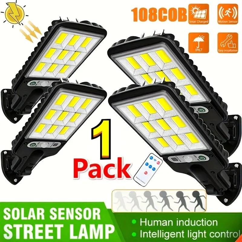 108-COB-Sensor-Street-Lamp-3-Light-Modes-Outdoor-Waterproof-Security ...