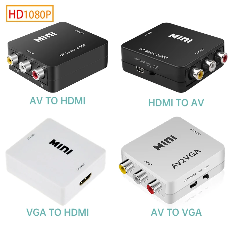 RCA-to-HDMI-AV-to-HDMI-Converter-AV2HD-1080P-CVSB-L-R-Output-Video-Box ...