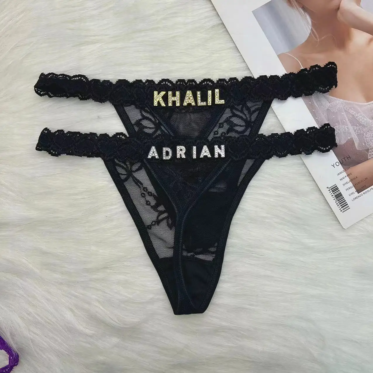 Custom-Name-Thong-Panties-with-Crystal-Letters-Customized-Thongs ...