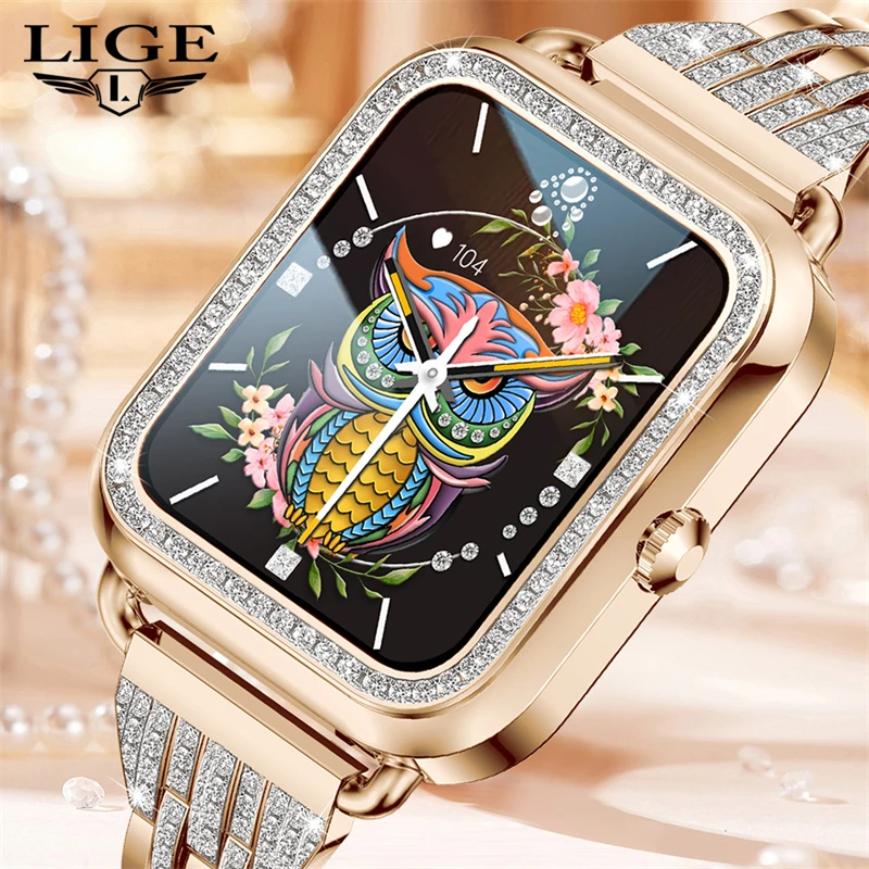 LIGE-Smart-Watch-For-Women-Full-Touch-Screen-Bluetooth-Call-Waterproof ...