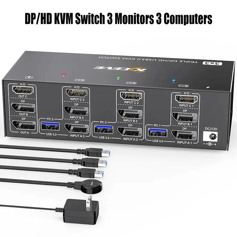 Monitor-KVM-Triplo-para-3-Computadores-DP-HD-Switch-KVM-3-Monitores-8K ...