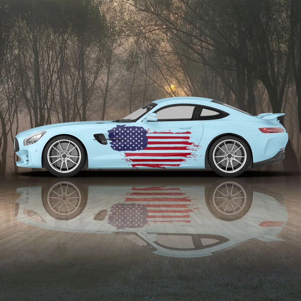Car Wrap Decal Abstract American Flag And Sport Background, 48% OFF
