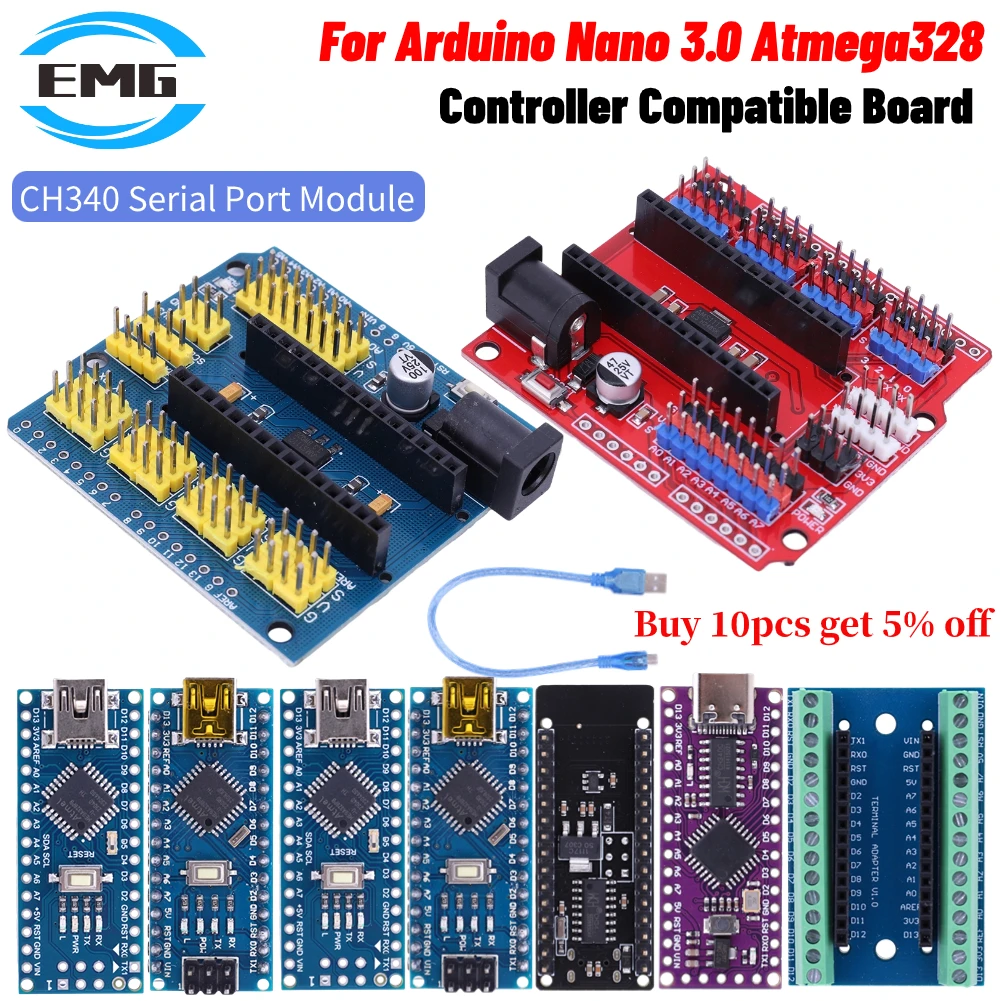 For-Arduino-Nano-3-0-Atmega328-Controller-Compatible-Board-CH340-Serial ...