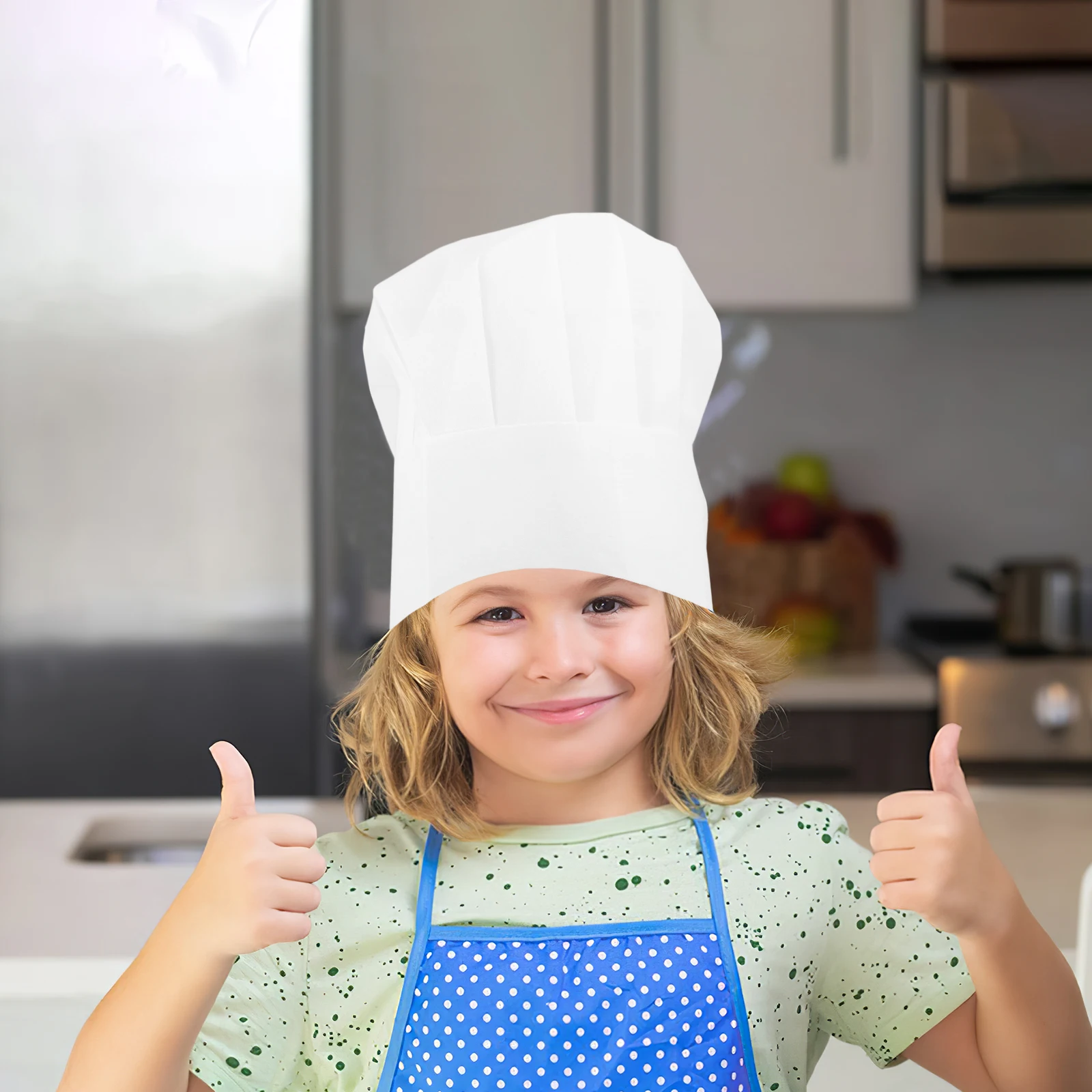 20pcs Kids Chef Hat Adjustable Non-woven Disposable Tall White Hats for ...