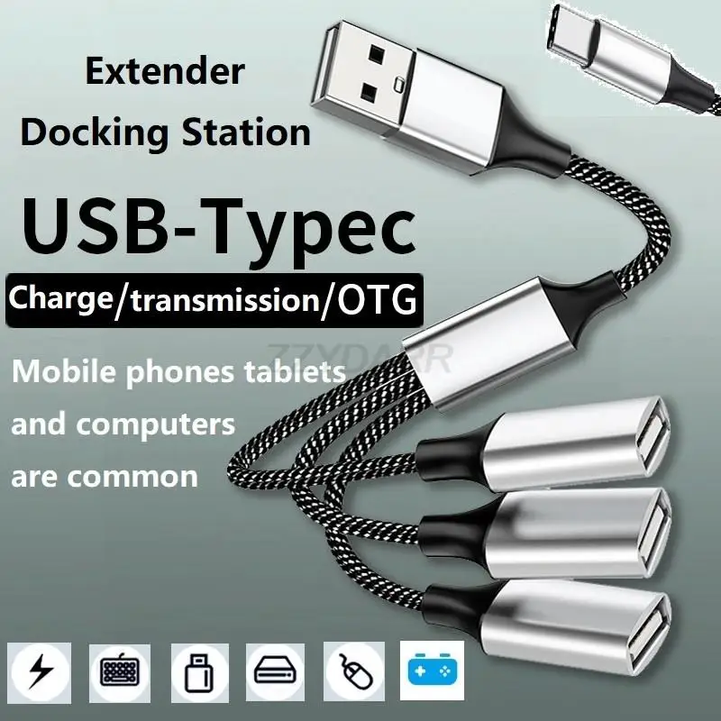 USB-Type-C-Splitter-USB-USB-C-Male-to-3-USB-Female-Cable-Adapter-1FT ...