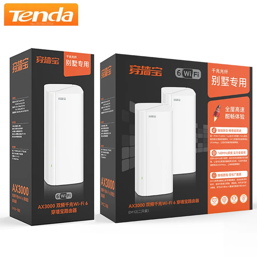 Tenda EM12/ MX12 AX3000 WiFi6 Mesh Router System Wireless 2.4Ghz 5GHz ...