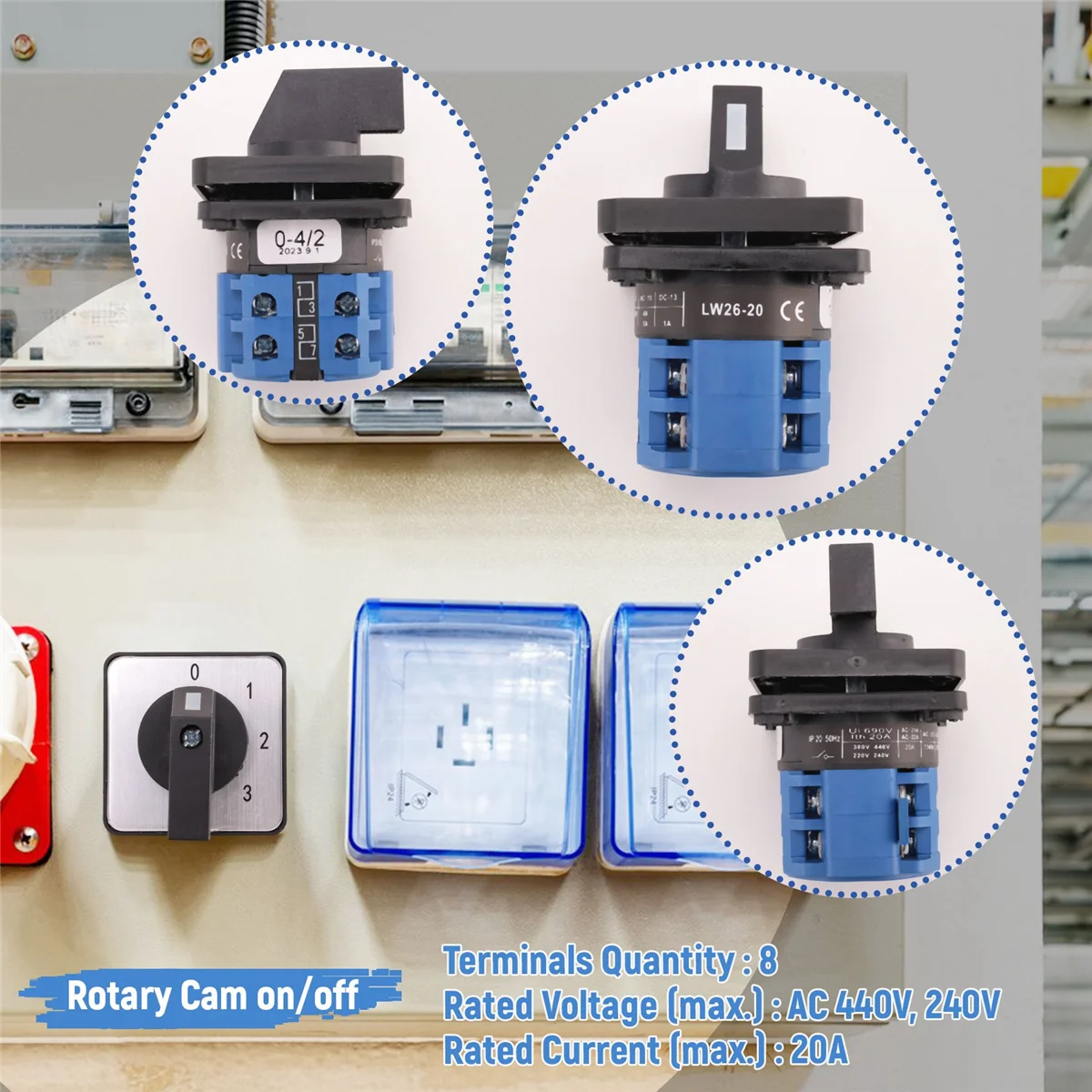 A45I 8 Terminals 5 Positions Master Control Rotary Cam Switch 20A Black ...