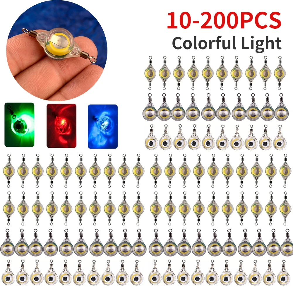 10-200pcs Mini Fishing Lure Light Led Deep Drop Underwater Eye Shape ...