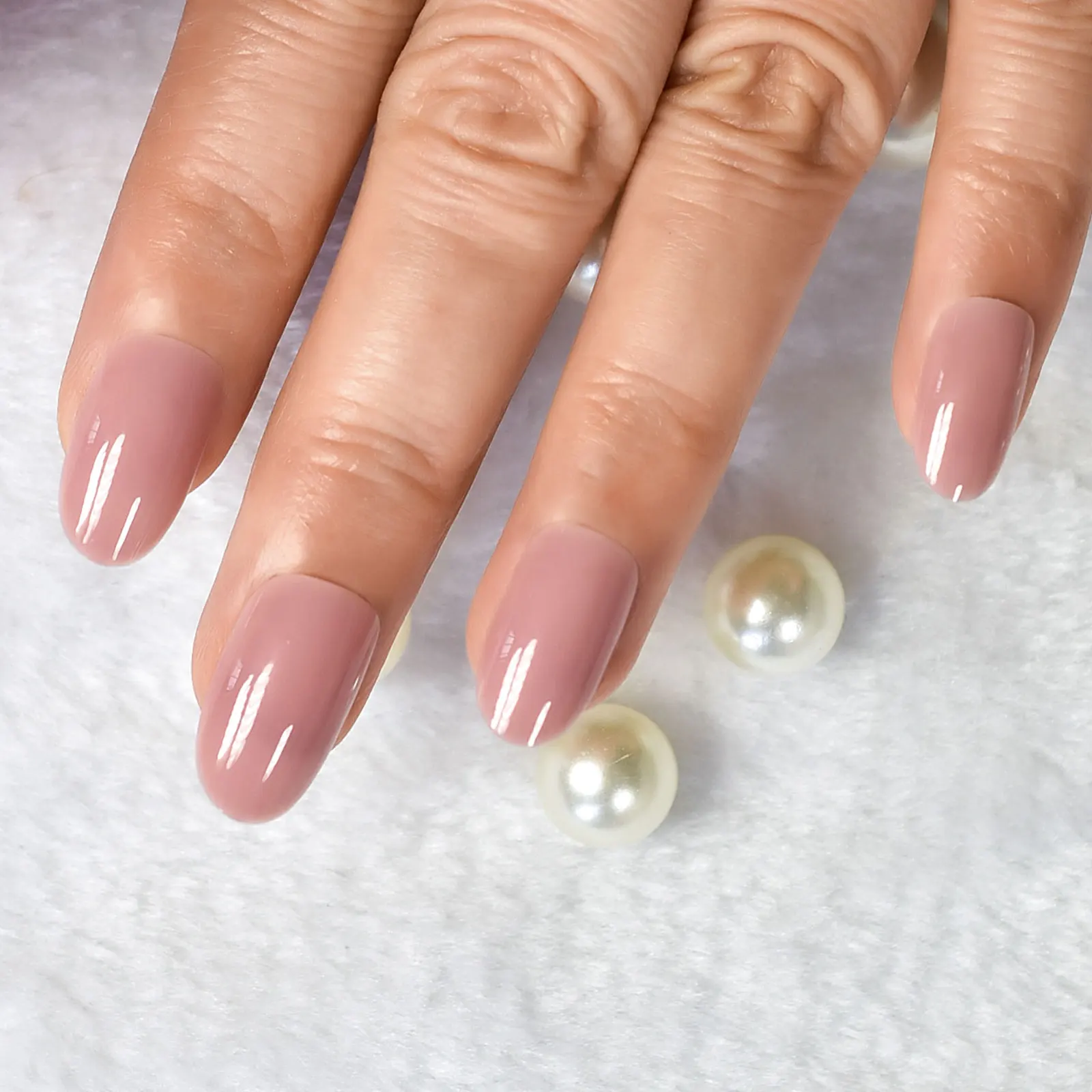 Press-on-Nails-Pure-Coral-Pink-Solid-Fake-Nail-Finish-Medium-short-Oval ...