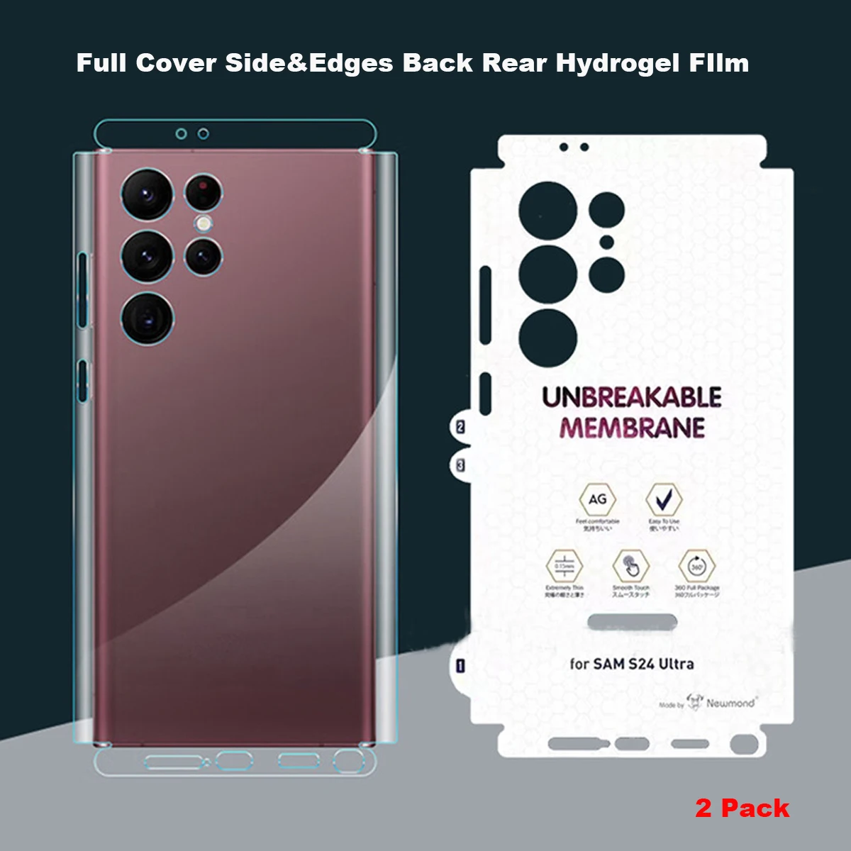 2Pcs Unbreakable Membrane Back Hydrogel Film for Samsung Galaxy S25 ...