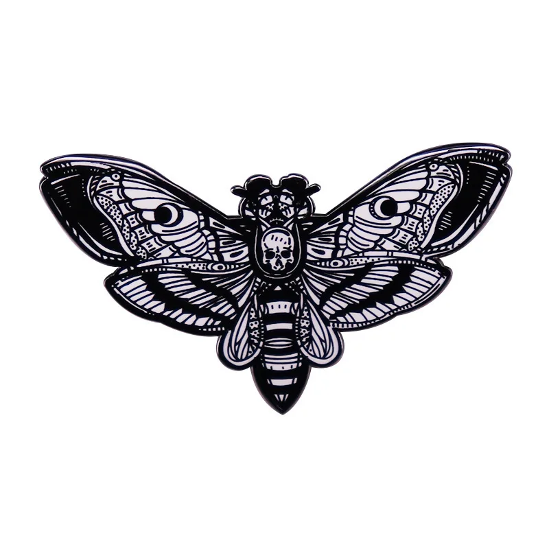 Death's Head Hawk Moth Skull Element Backpack Lapel Pin - KawaiiMerch.com
