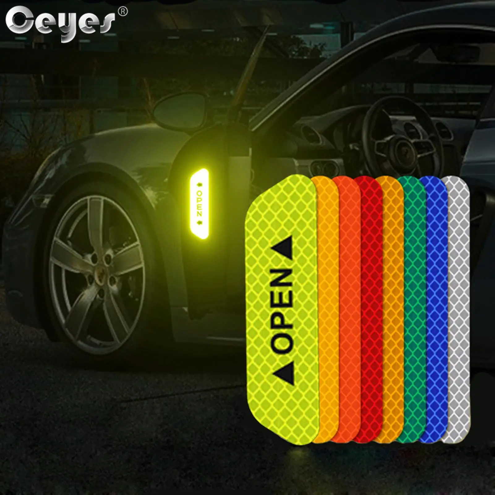 Reflective-Car-Door-Sticker-Safety-Opening-Warning-Reflector-Tape-Decal ...