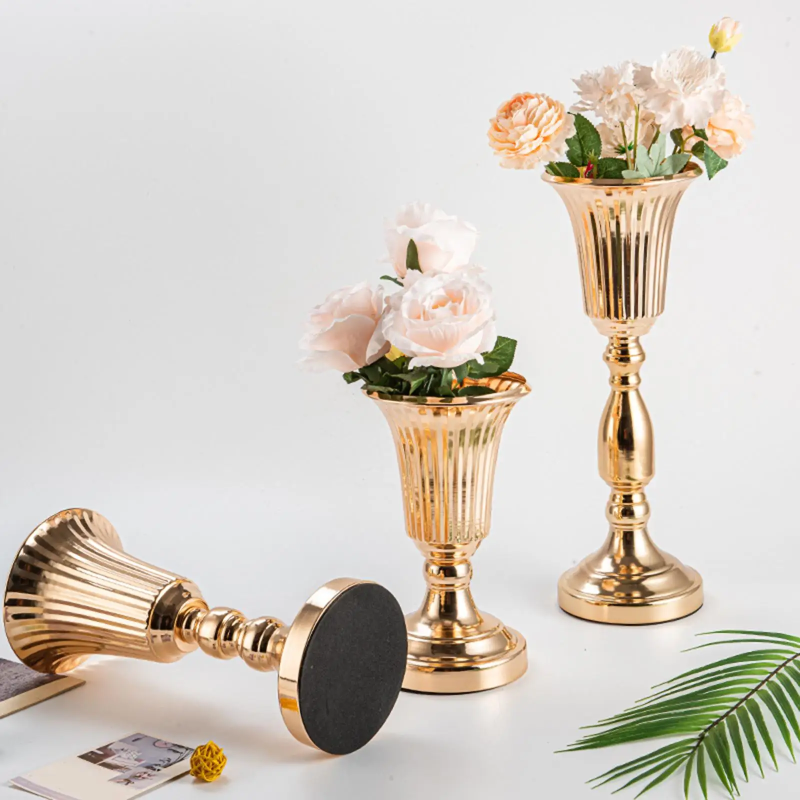 3Pcs-Set-Tabletop-Metal-Wedding-Flower-Trumpet-Vase-Table-Decorative ...