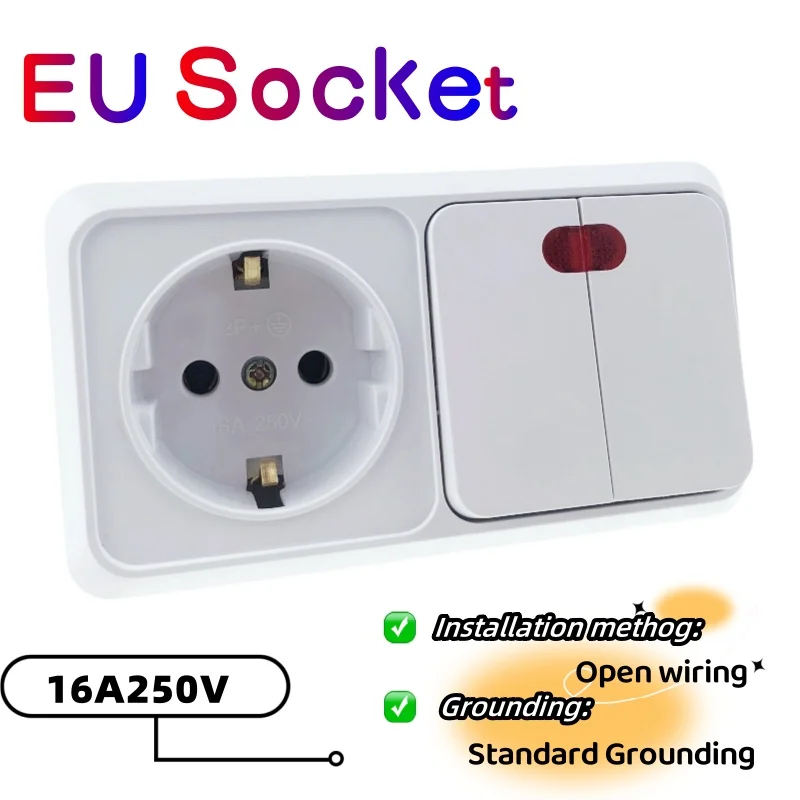 Surface-type-2-gang-Wall-Switch-with-Schuko-Socket-European-Wall-2-Gang ...