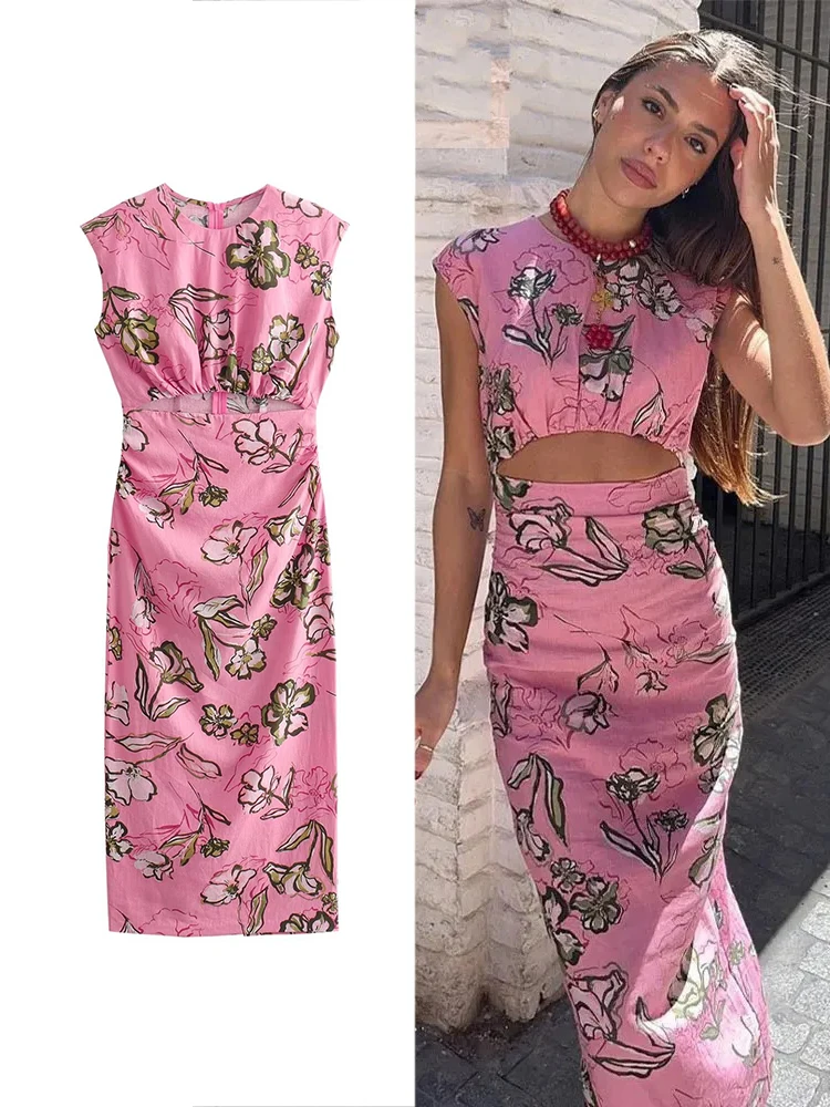 ZABA-Ladies-Retro-Casual-Fashion-O-Neck-Sleeveless-Dress-Sexy-Floral ...