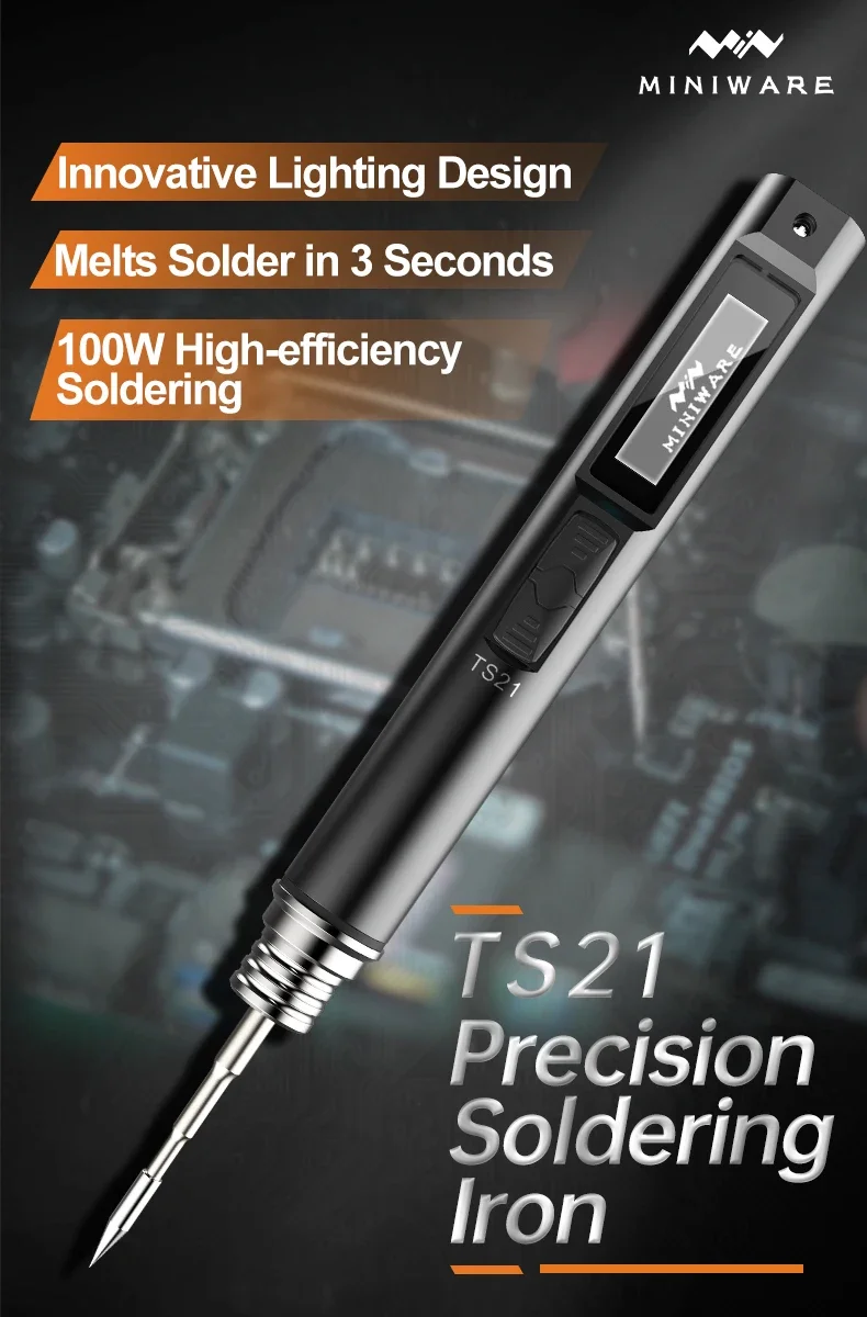 Прецизионный паяльник MINIWARE TS21 с регулируемой температурой PD100W ...