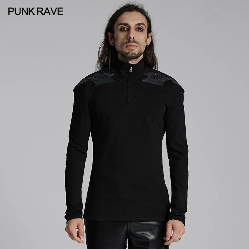 PUNK RAVE Men's Cyber Punk Futuristic Long Sleeved Mysterious T-shirt ...