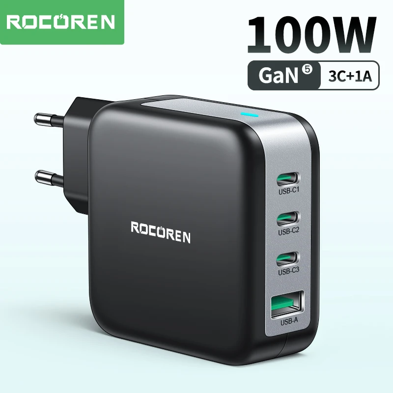 Rocoren 100W GaN Charger PD QC 4.0 3.0 USB Fast Charger Type C Quick ...