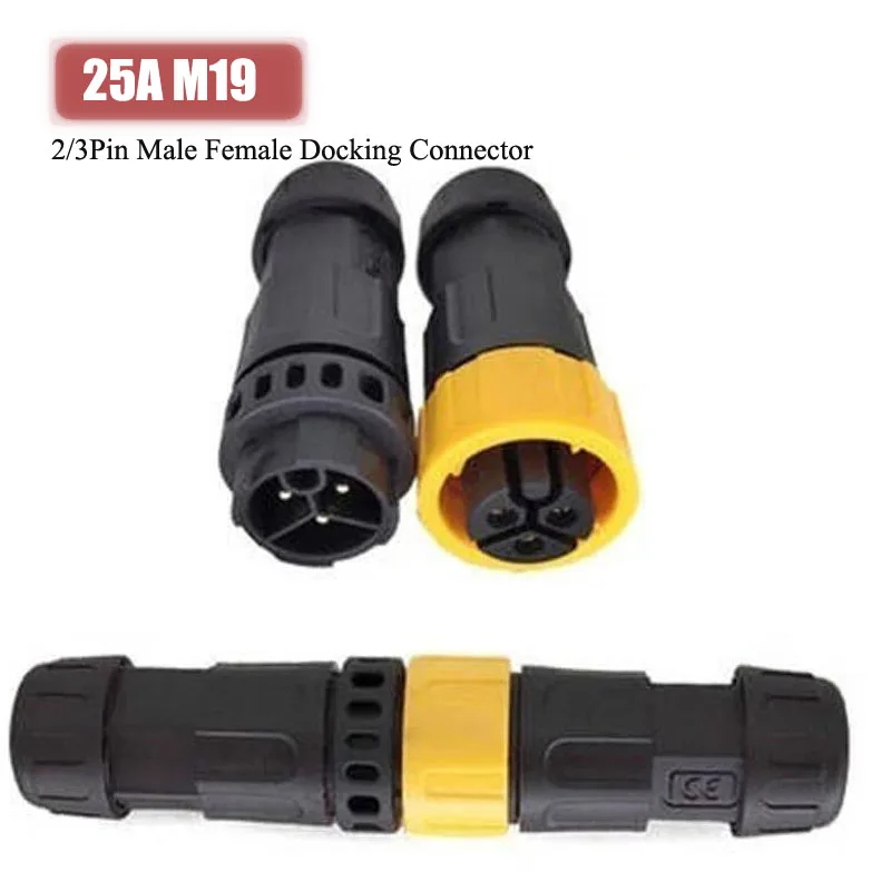 Waterproof-25A-M19-2Pin-3Pin-Connector-Outdoor-IP67-Male-Female-Docking ...