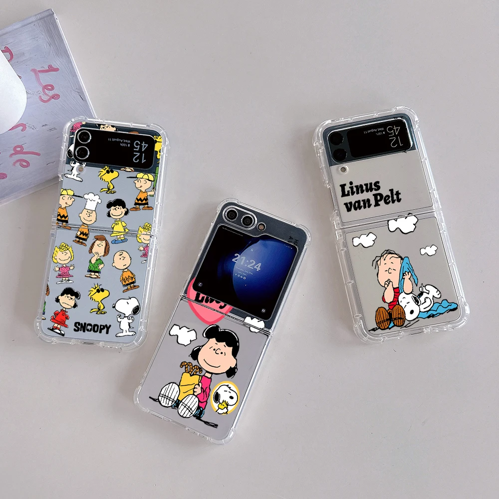 Cartoon Cute Snoopies Transparent Phone Case for Samsung Galaxy Z Flip ...