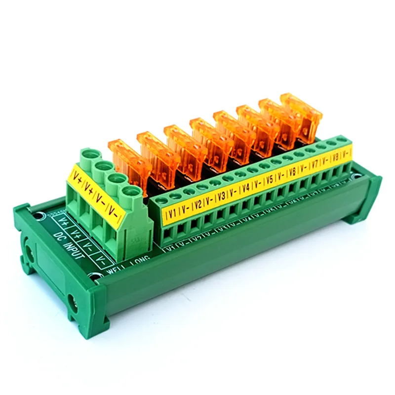 8 Position DIN Rail Mount DC Power Fuse Distribution Strip Module ...