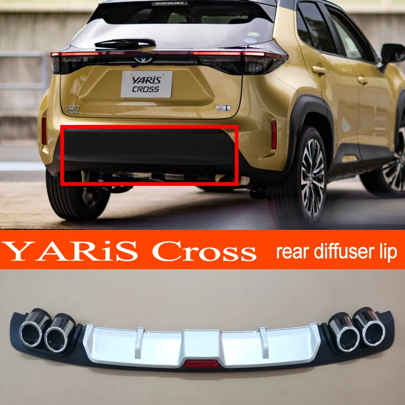 Yaris-Cross-ABS-Plastic-Material-Black-Silver-Car-Rear-Bumper-Rear ...