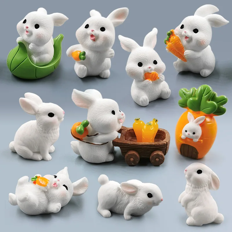 2024-Hot-Easter-Cute-Rabbit-Figurine-Diy-Landscape-Home-Kawaii-Room ...