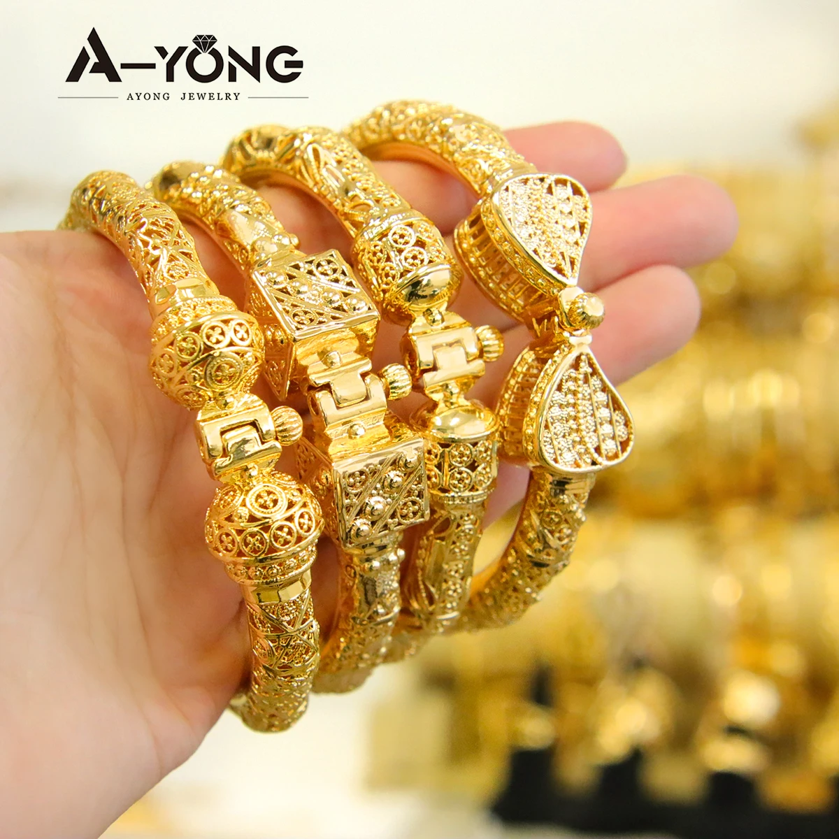 Arab-Wedding-Bracelets-21k-Gold-Plated-Dubai-Middle-East-African-Punk ...