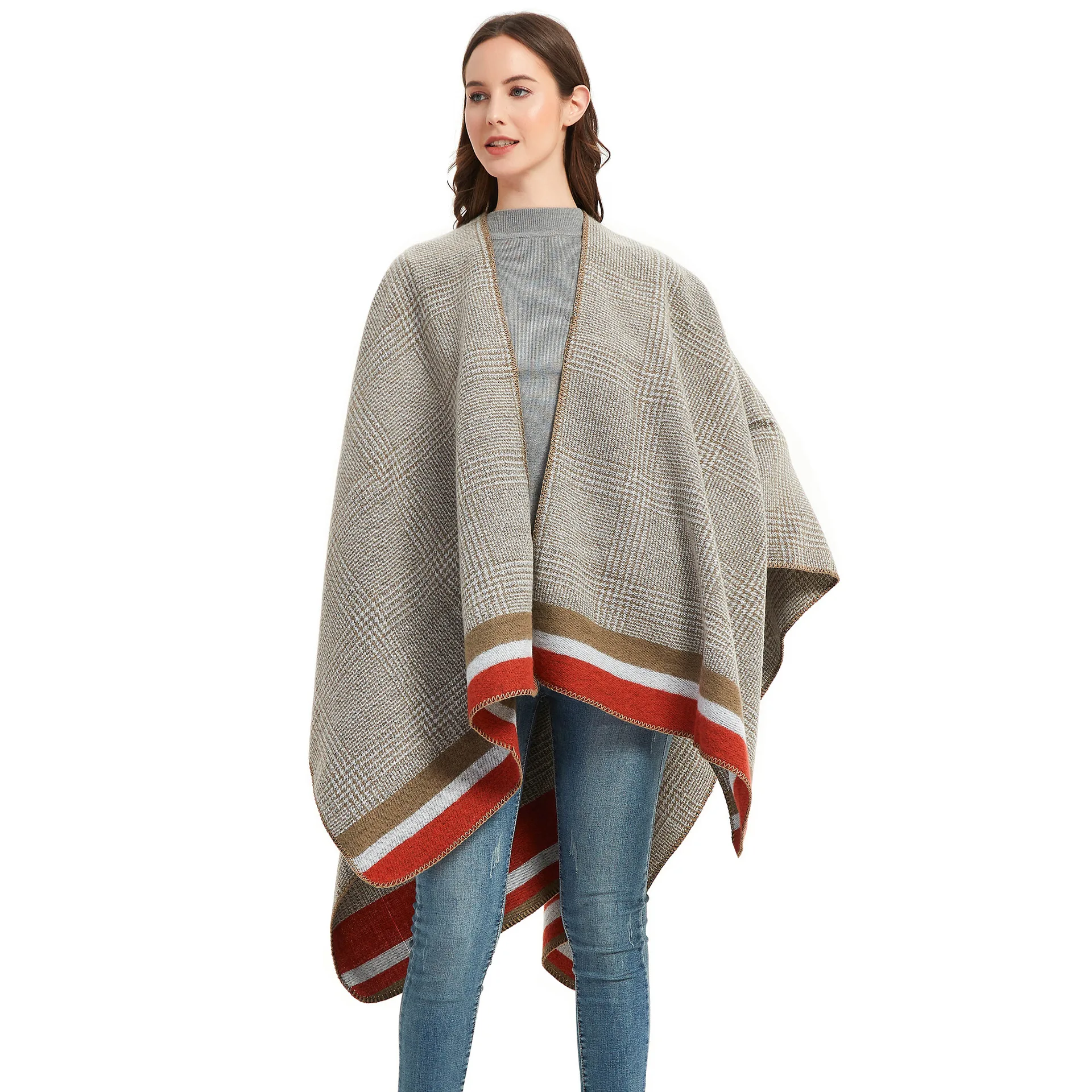 CHENKIO chal de lujo para mujer, abrigo tipo Poncho, cárdigan con capa ...