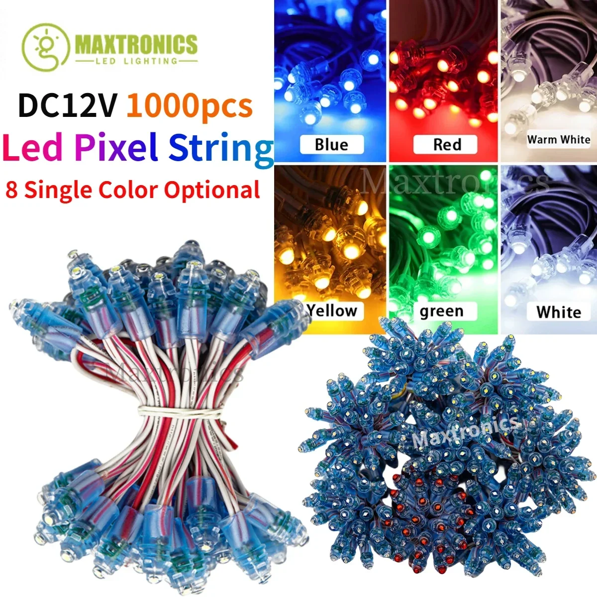 1000PCS-DC12V-Single-Color-Led-Pixel-String-Light-9MM-Point-Light-LED ...