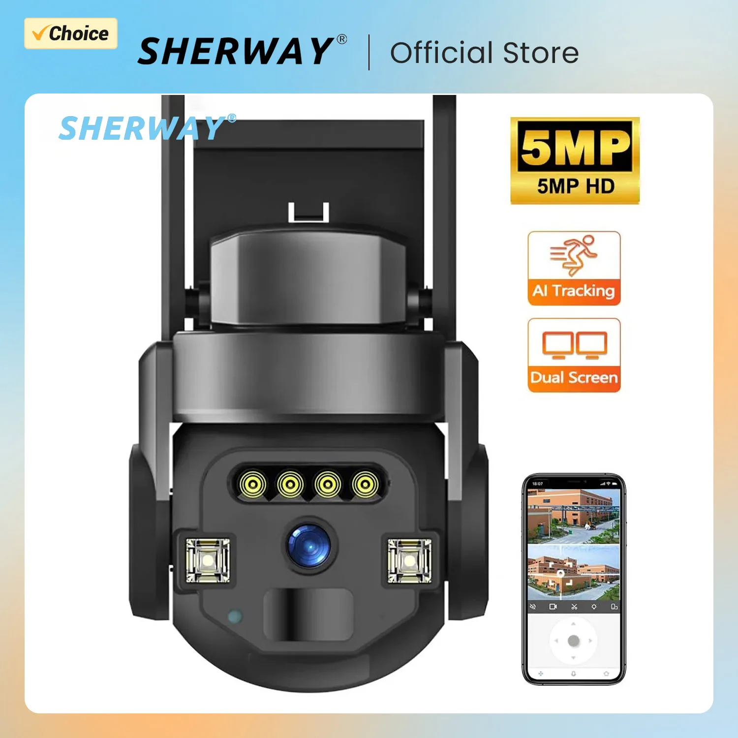 Sherway-5MP-IP-Camera-WiFi-Outdoor-Waterproof-Security-Protection-PTZ ...