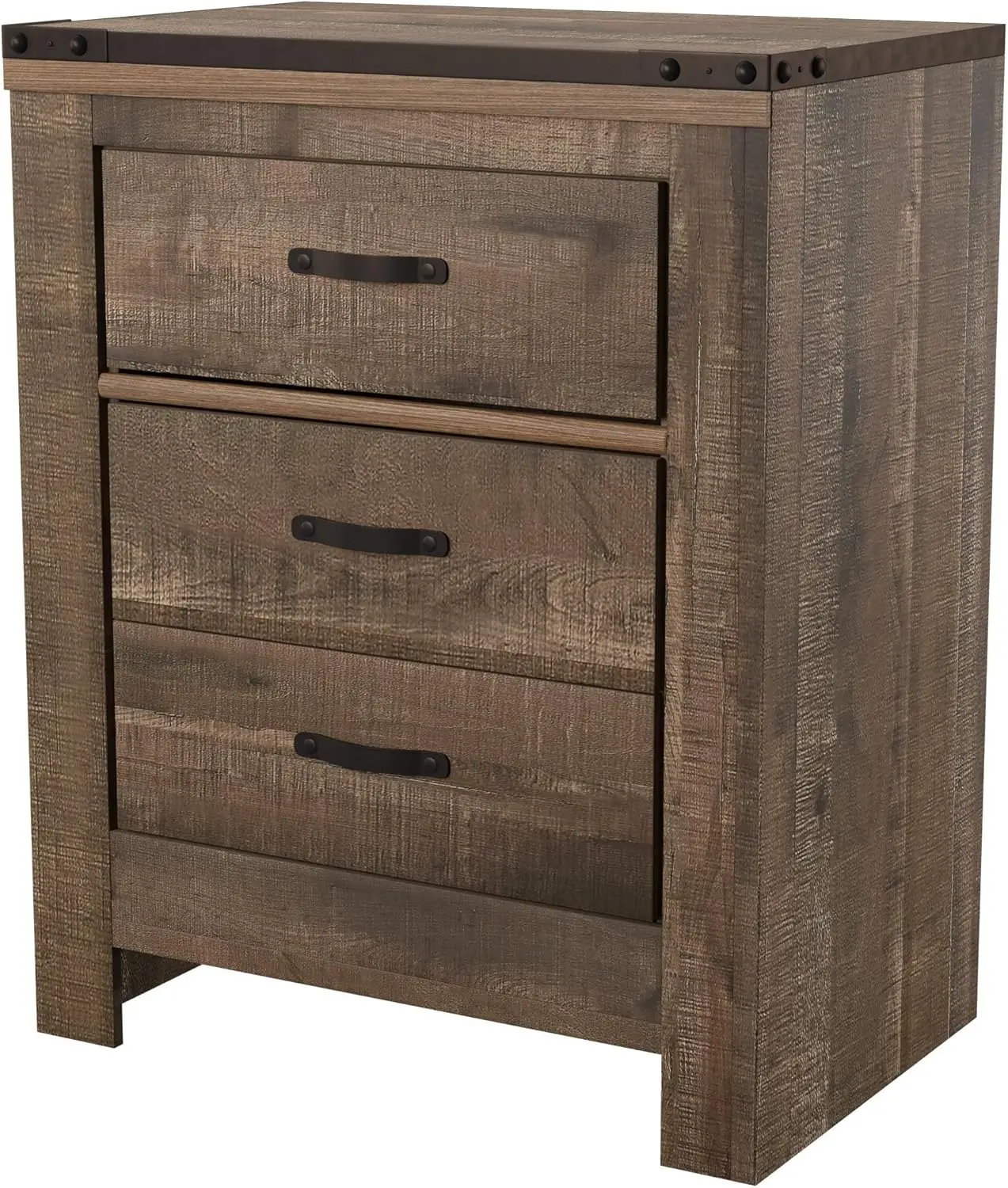 Trinell Rustic 2 Drawer Nightstand with USB Charging Stations, 29.65 ...
