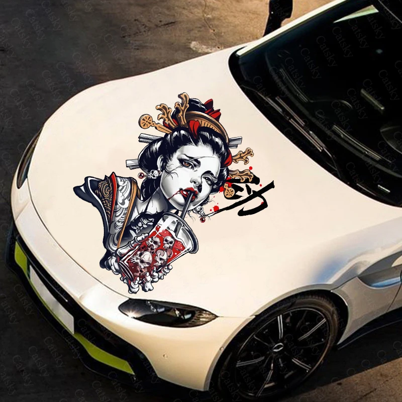 Pegatina-de-flor-de-geisha-japonesa-para-cap-de-coche-calcoman-a-con ...