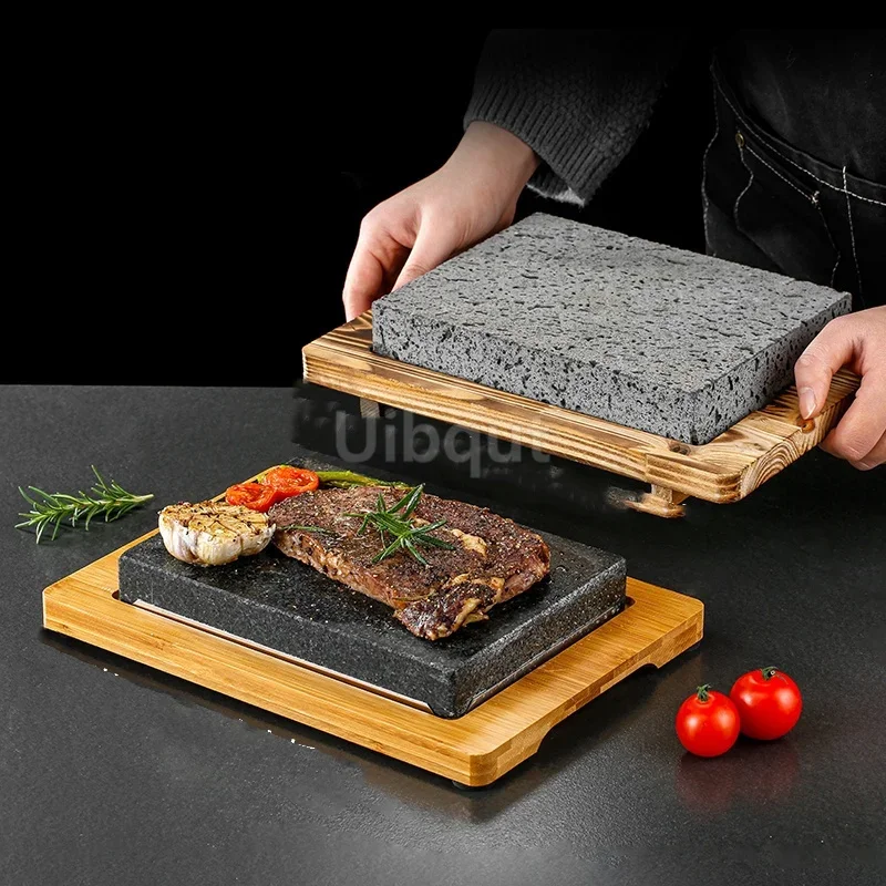High-temperature-resistant-volcanic-rock-natural-stone-steak-tray-grill ...