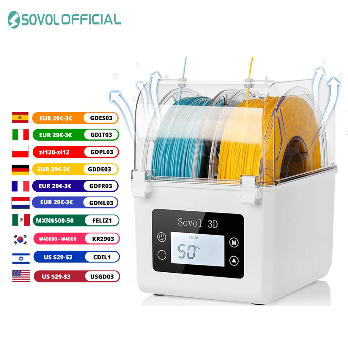 Sovol-Filament-Dryer-2023-SH01-Filament-Dehydrator-3D-Printer-Spool ...