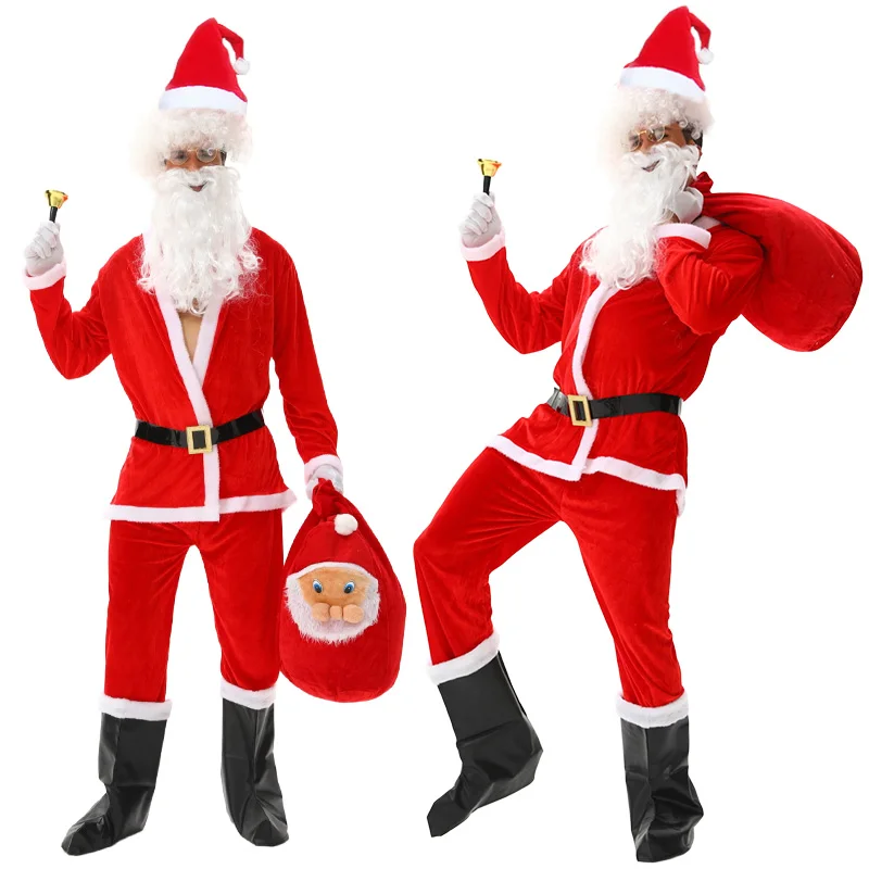 Adult Santa Claus Christmas Cosplay Costumes Set Holiday Elderly ...
