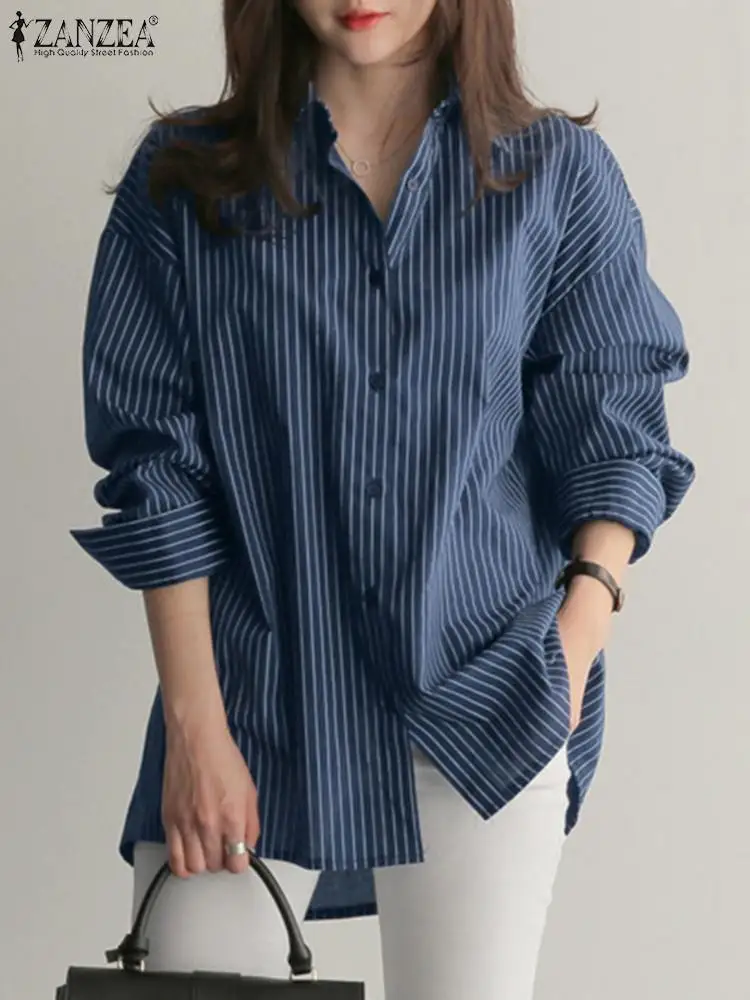 Zanzea Oversized Office Lady Solid Shirt Tops Women 2023 Spring Button ...