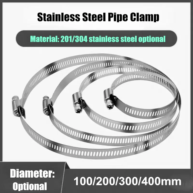 Adjustable-Stainless-Steel-Throat-Hoop-Pipe-Clamp-Surveillance-Security ...