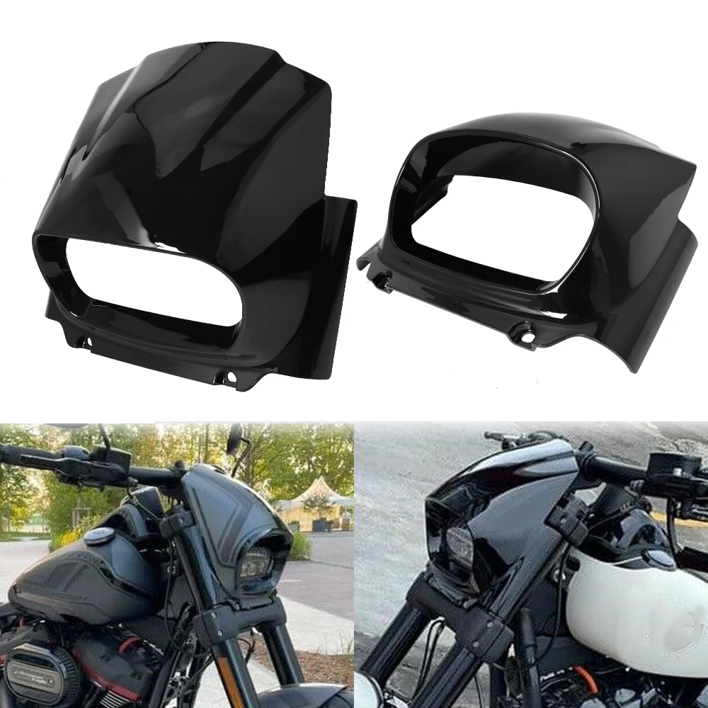 Motorcycle-Light-Black-Front-Headlight-Fairing-Cover-For-Harley-M8 ...