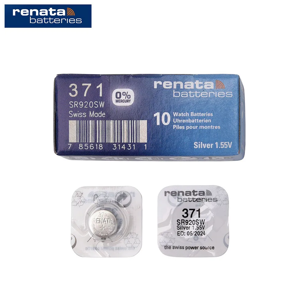 10xrenata Silver Oxide Watch Battery 371 Sr920sw 920 1.55v 100% ...