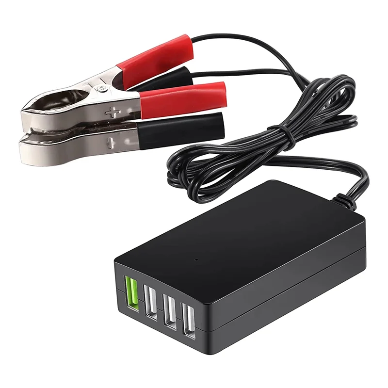 Portable-DC-with-Battery-Clip-12V-24V-To-5V-4-Port-USB-Charger ...